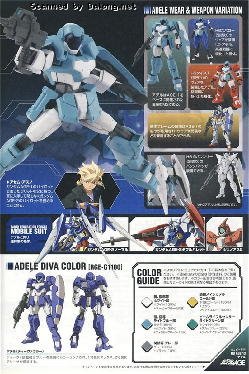 Bandai HG 1/144 Adele RGE-G1100 – Gundam AGE Model Kit Action Figure ...