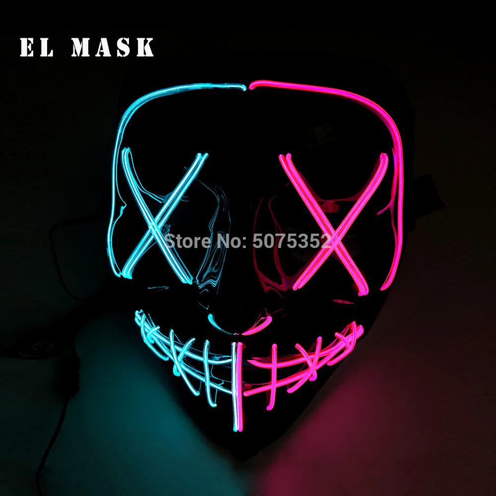 Horror Maska Luminous Glowing Neon EL Mask Cosplay LED Mask ...