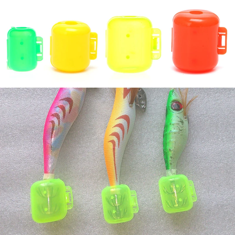 10pcs Wood Shrimp Hook Hat Cover Squid Hook Box Protect Fishing Tackle ...