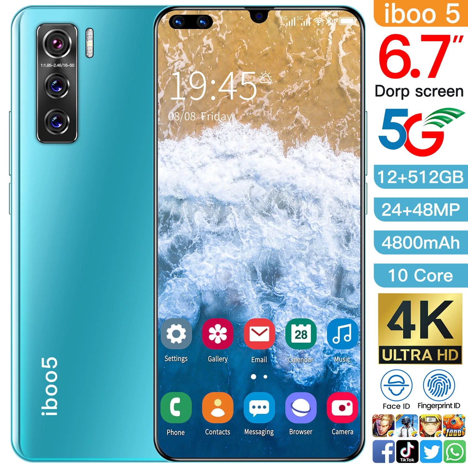 Cectdigi iboo 5 SmartPhone 6,7 pulgadas Android 10,0 Smartphone 12GB de ...