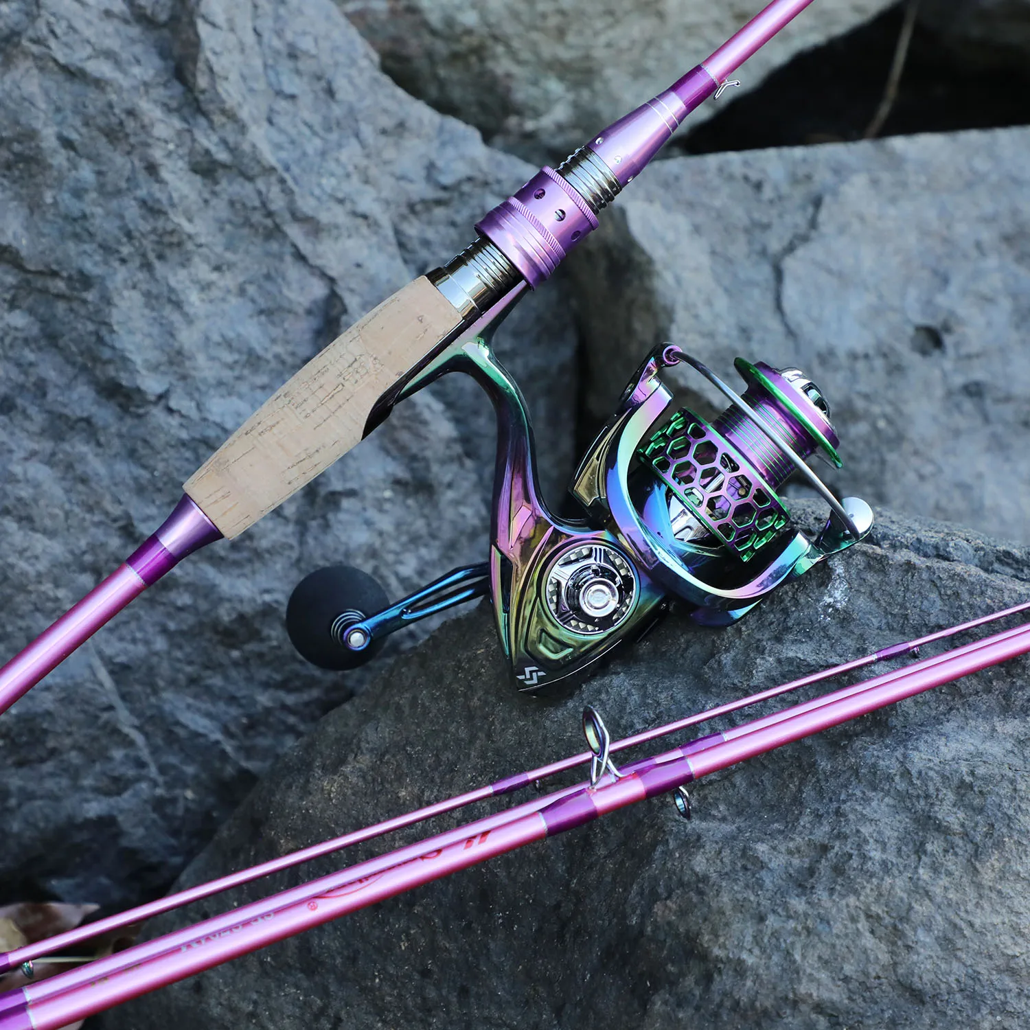 Sougayilang-caña de pescar de 2,1 m, Set completo de carrete giratorio, palo de viaje, carpa ...