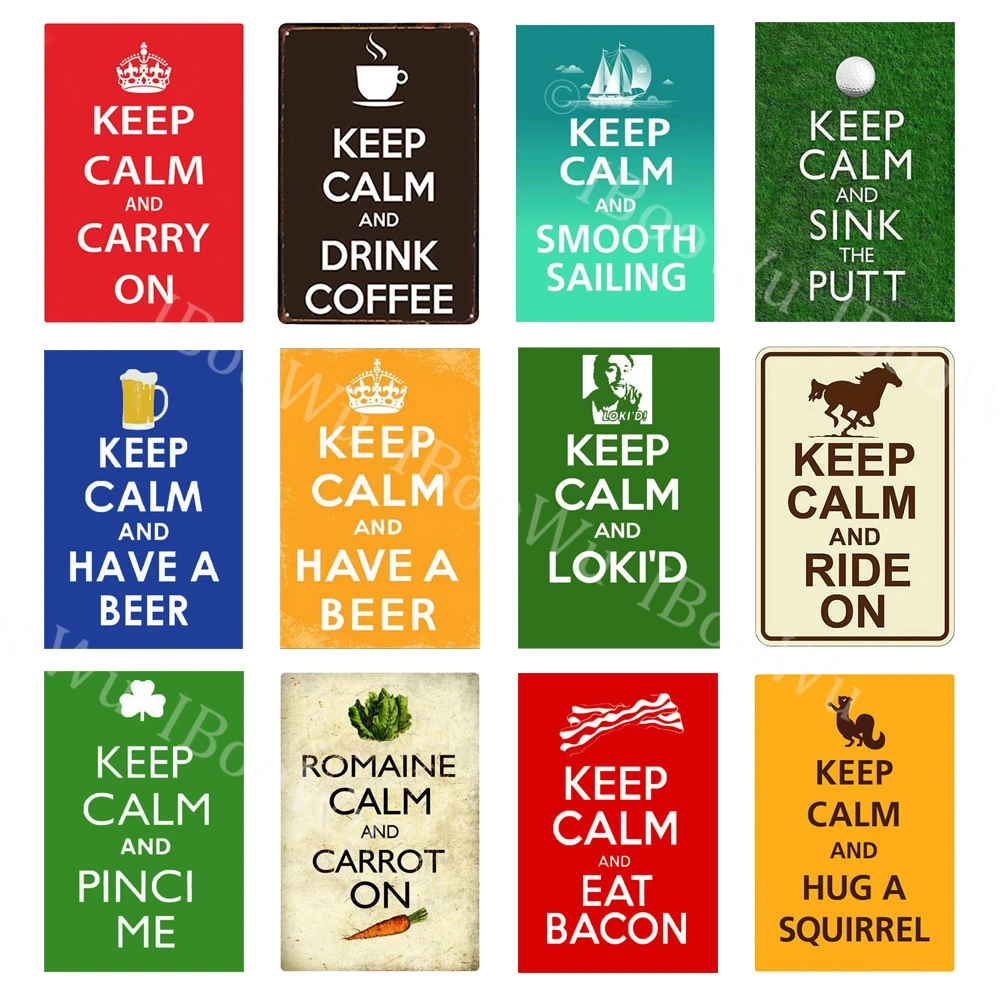 Keep Calm And Carry On Metal Tin Sign Plate Drink Beer Coffee Bar Pub ...