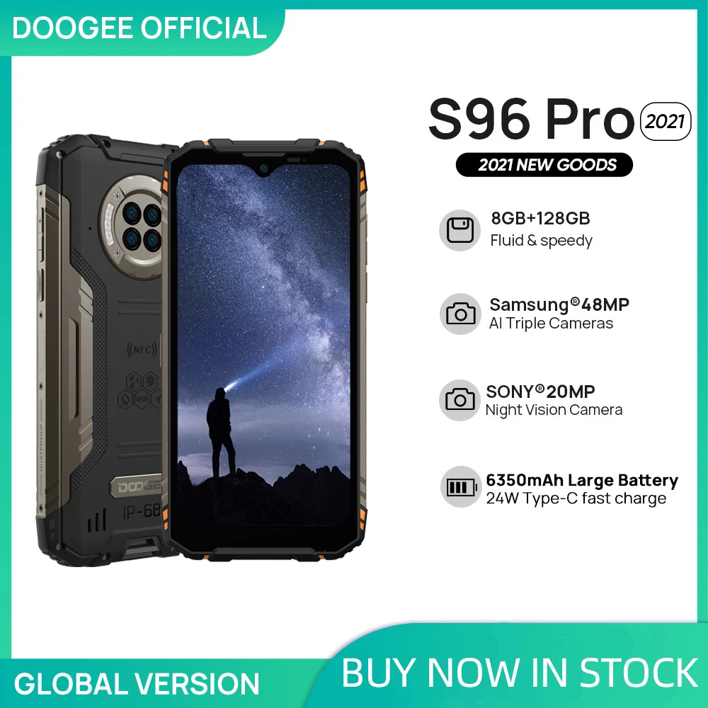 DOOGEE S96 Pro 2021 Rugged Phone 48MP Quad Camera smartphone 20MP ...