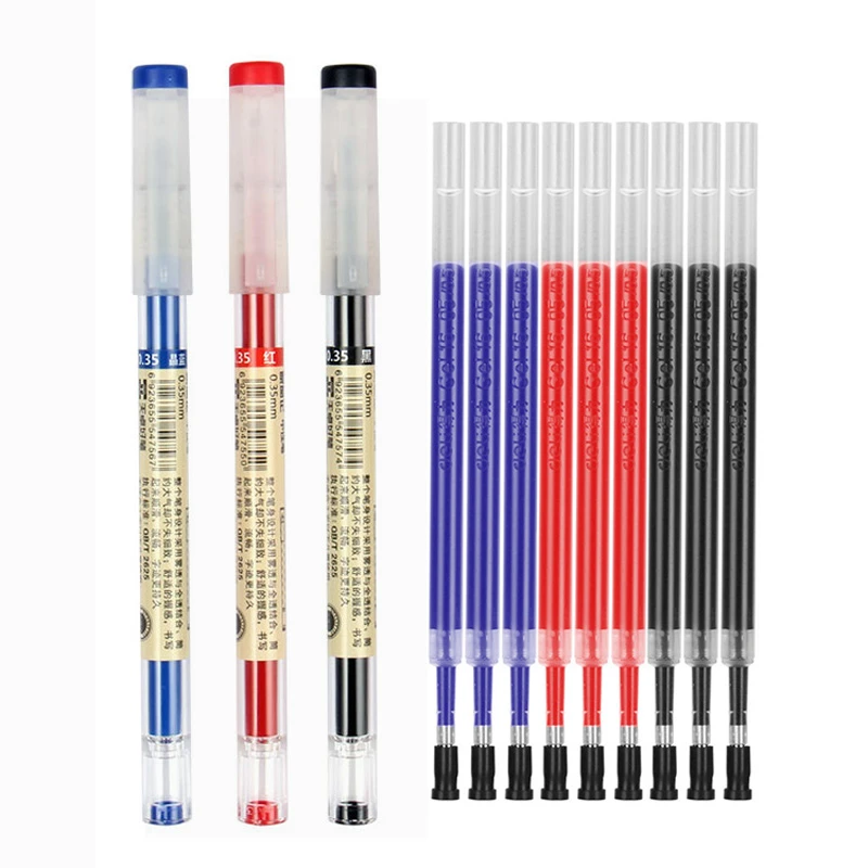 0.35mm Pen Black/blue/red Ink Gel Pens Set Refills Rods Gel Ink Pen ...