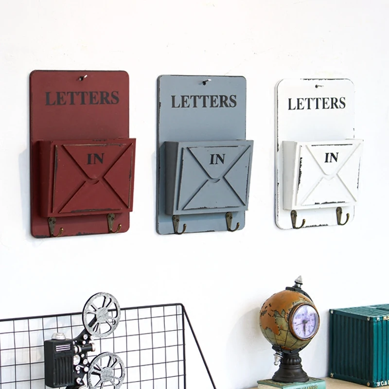 Dunxdeco Vintage Houten Muur Mount Home Office Opslag Sleutel Letters ...