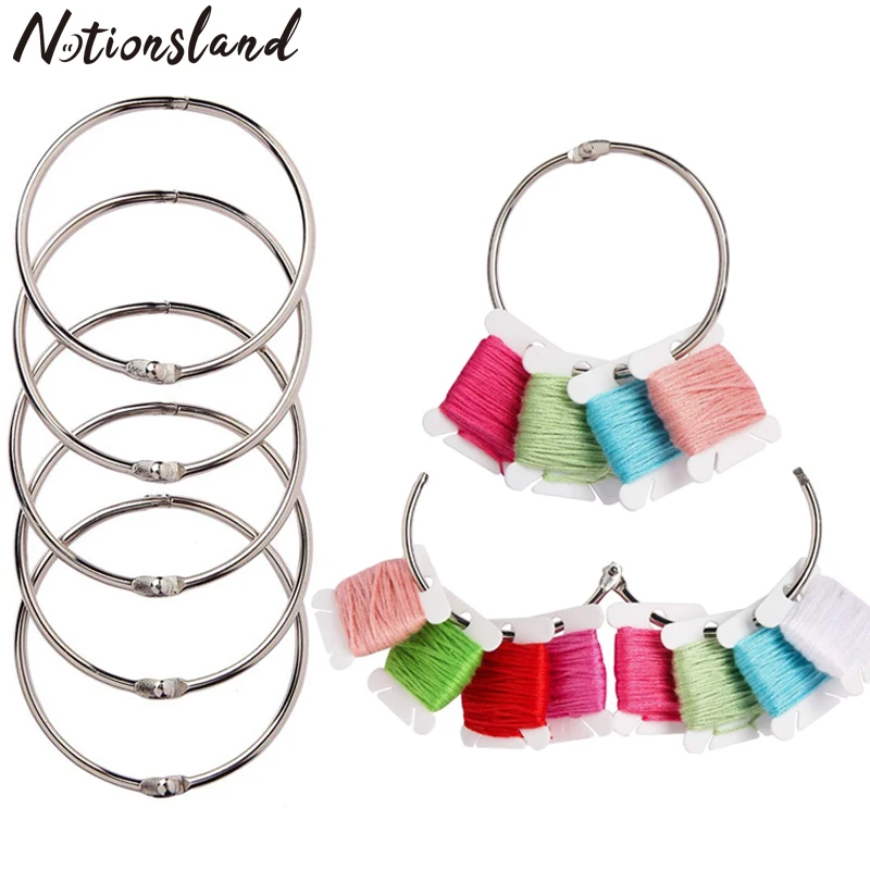 2-10Pcs-Stainless-Steel-Floss-Bobbin-Rings-Thread-Organizer-Cross ...