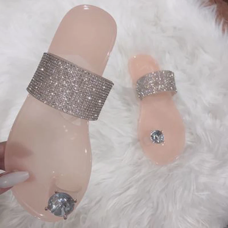 US$ 14.99 - Fashion Diamond Inlaid Thumb Slippers Slides Sandals - www ...