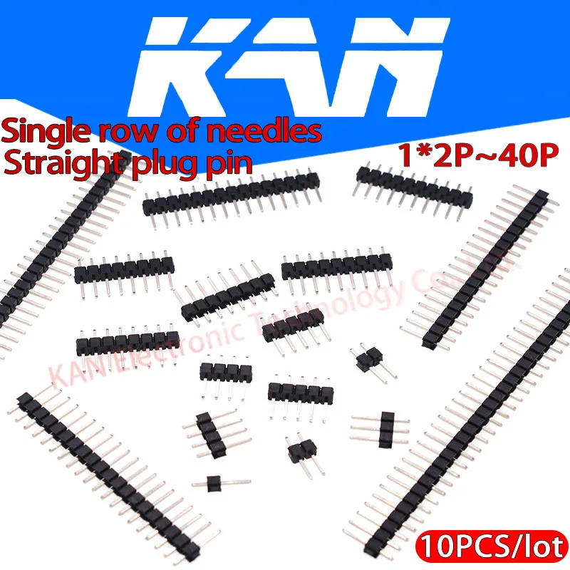 Conector macho de una sola fila para Arduino, placa PCB de 2,54mm, 2 ...