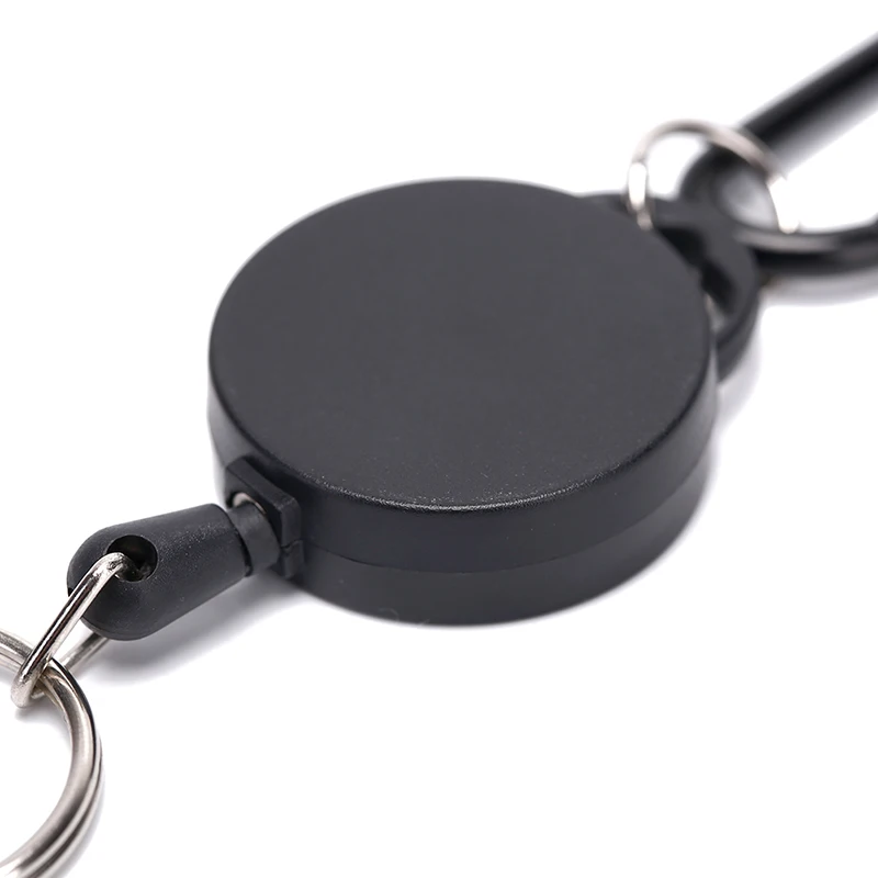 Key Ring Keyring Steel Cord black Wire Rope Keychain Badge Reel ...