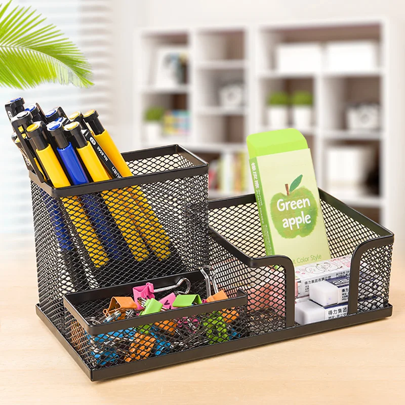 Metal Desk Stationary Organizer Office Desk Pencil Holder Metal School ...