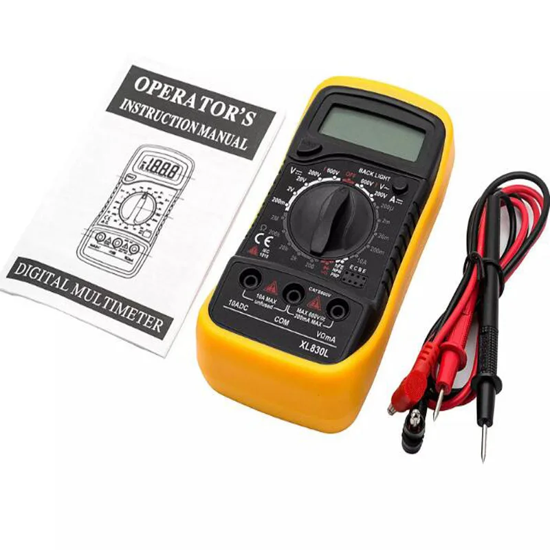 XL-830L LCD Digital Multimeter OHM VOLT Tester AC / DC Voltmeter Flash ...
