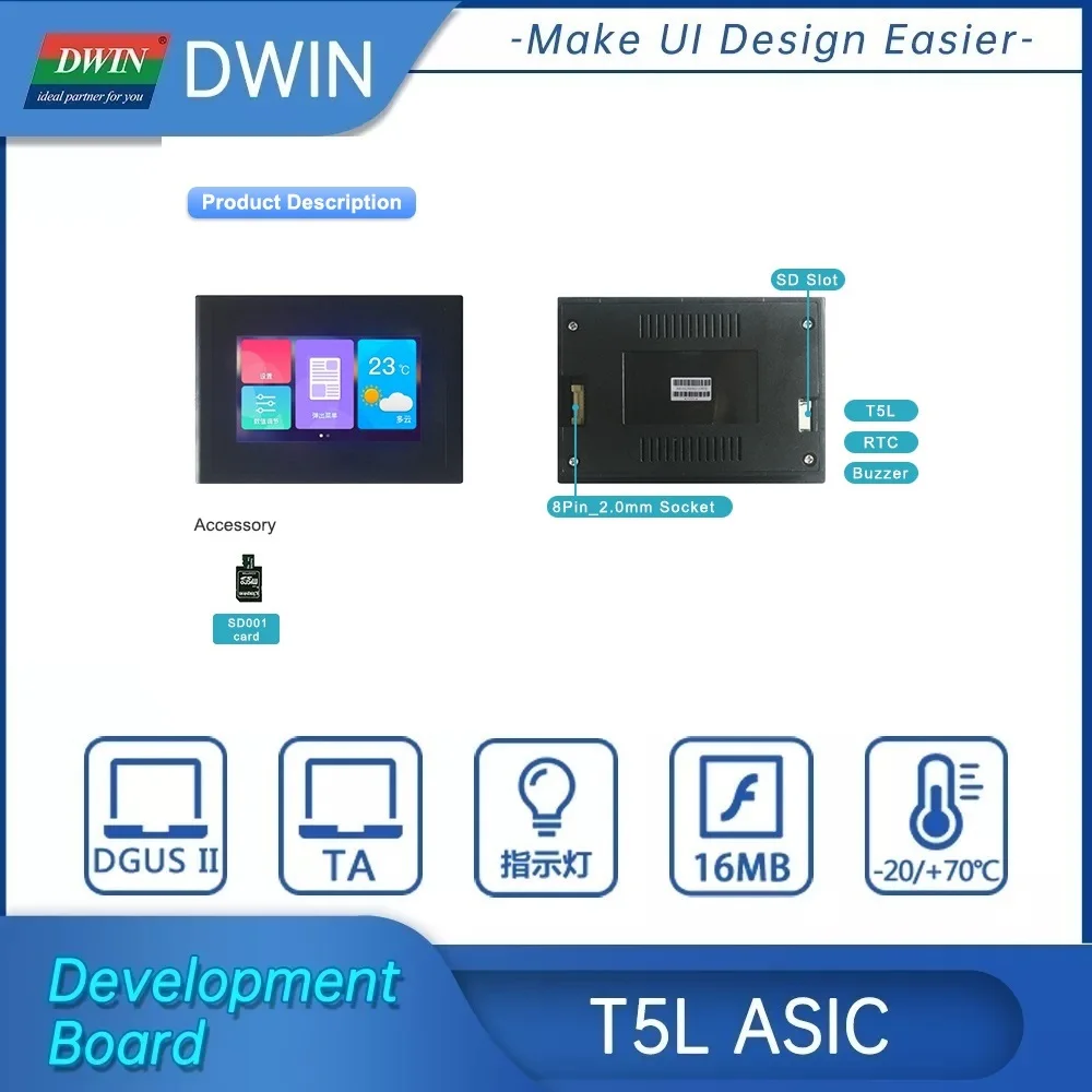 DWIN 4.3inch TFT LCD Display ,480x272 HMI Smart Touch TN Screen for ...