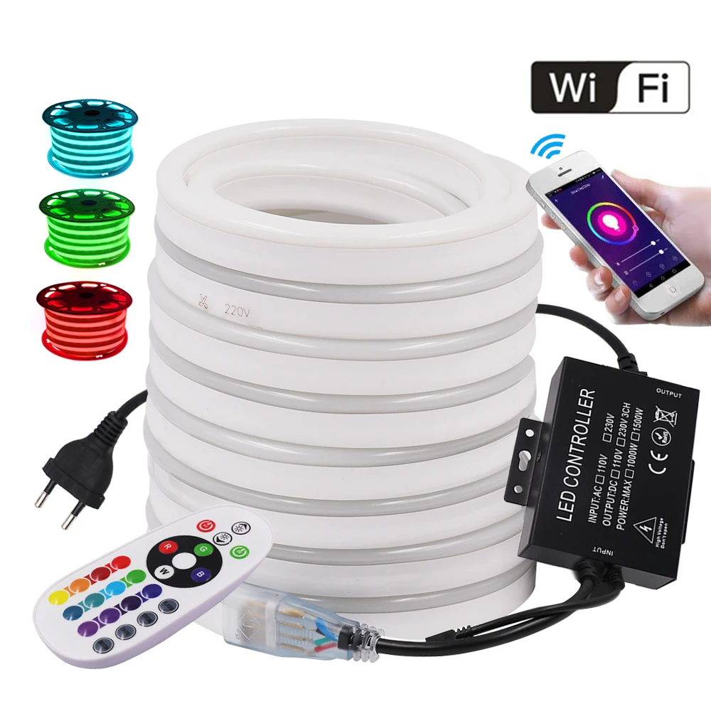 WIFI-Remote-Neon-LED-Strip-Light-RGB-24key-Remote-1500W-Controller-Set ...