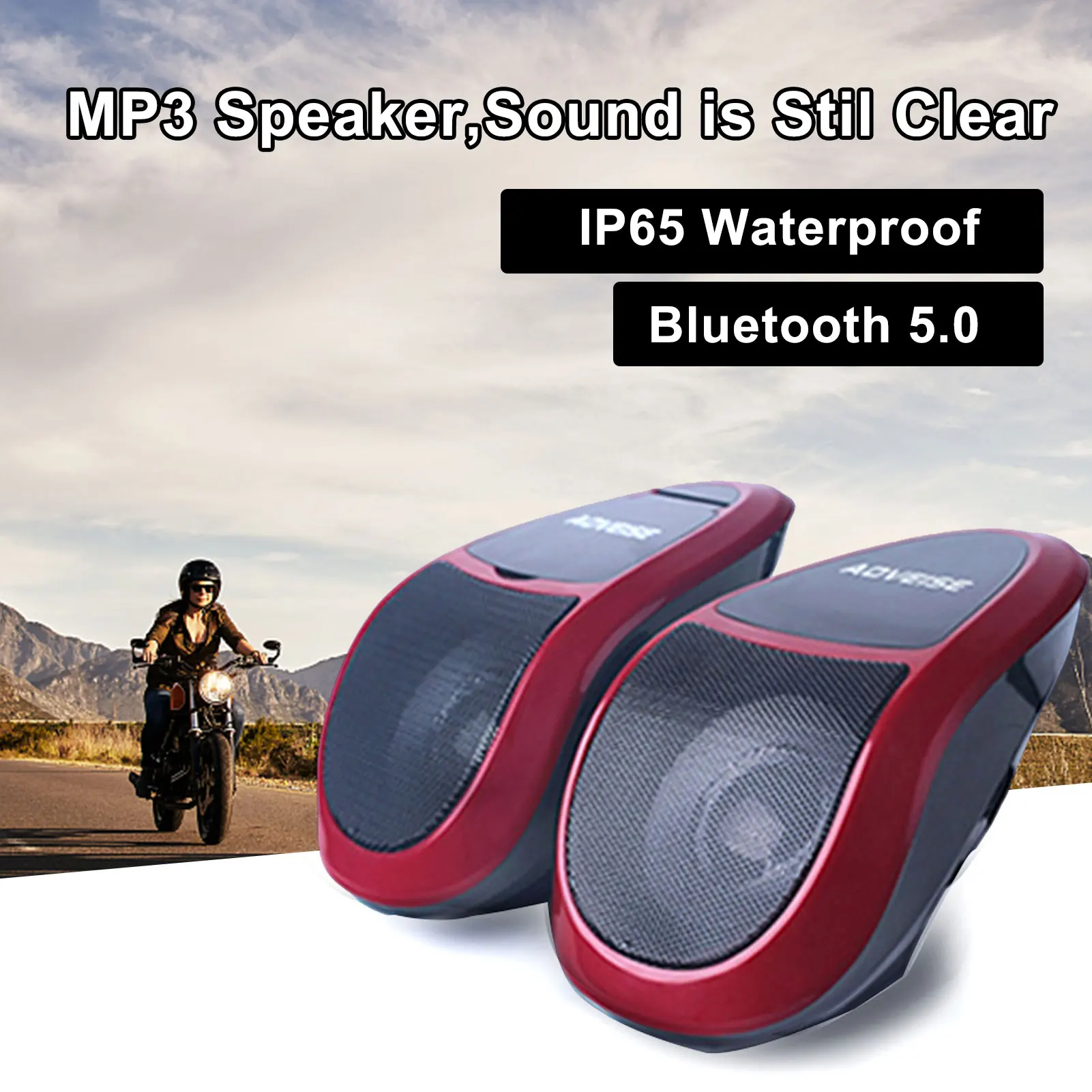 Motorcycle Bluetooth Speakers Waterproof Stereo Audio Amp System 12V ...