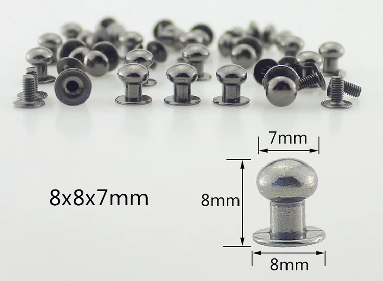 RIVET,8x8x6mm metel black--Rivets pour portefeuille en cuir, lot de 50 ...