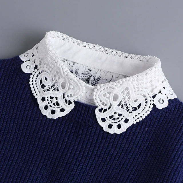 Noeud papillon,Faux Col brodé pour homme et femme, chemise à revers ...