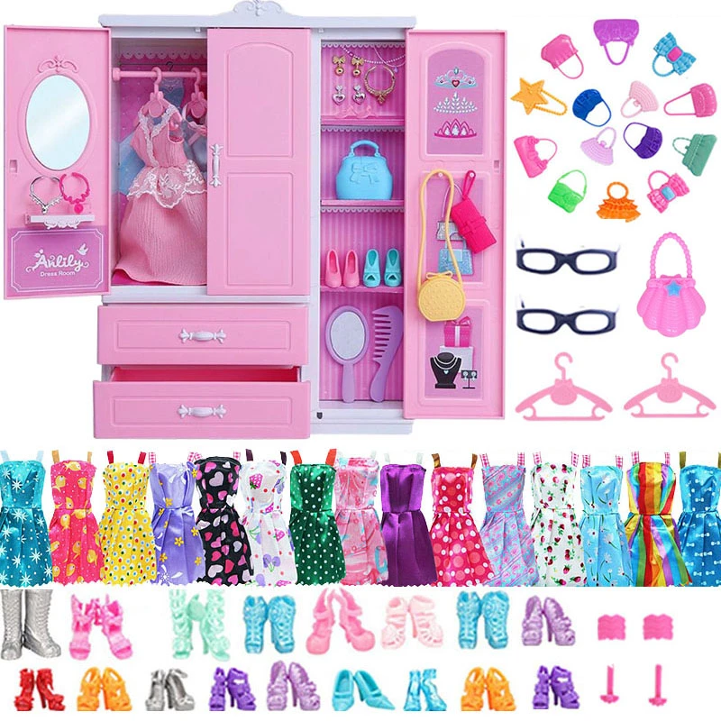 Barbies 31 Items/set Dollhouse Furniture=1*wardrobe+30*doll Accessories ...