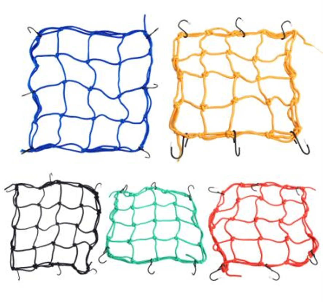 6 Hooks 30*30cm Motorcycle Mesh Net Bag Luggage Cargo Bungee Net Bag ...