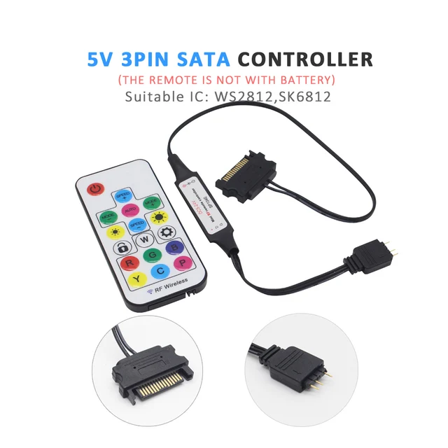 Dc 5v 3pin sata rgb controlador molex 4pin pc caso do computador de ...