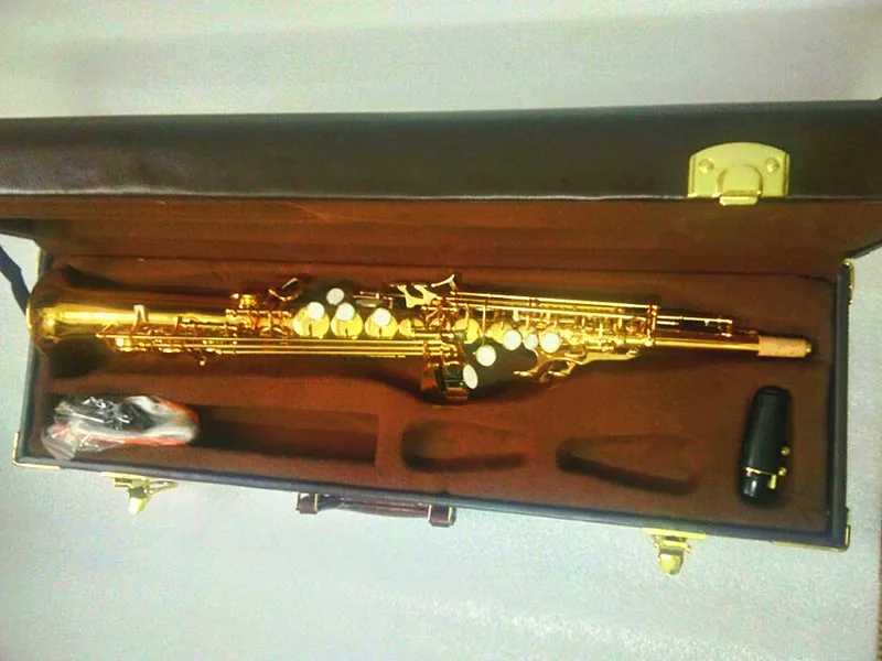 High Quality Soprano Sax Pitch B Gold Lacquer Soprano Saxophone Top ...