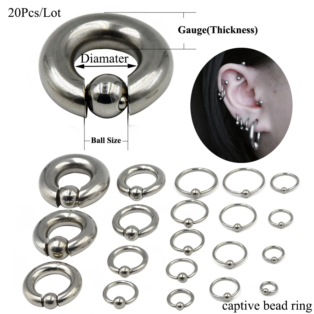 20Pcs Captive Bead Ringe Septum clicker Ohr Stecker Expander Nippel ...