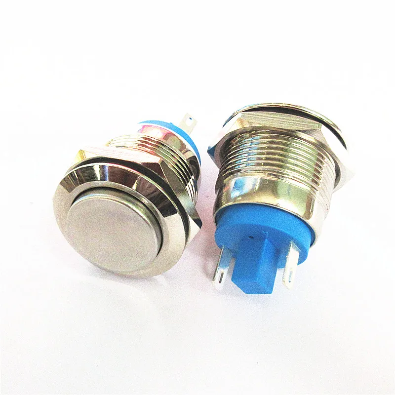 Silver Contact 19MM High Flat Round Metal Button Waterproof Reset ...