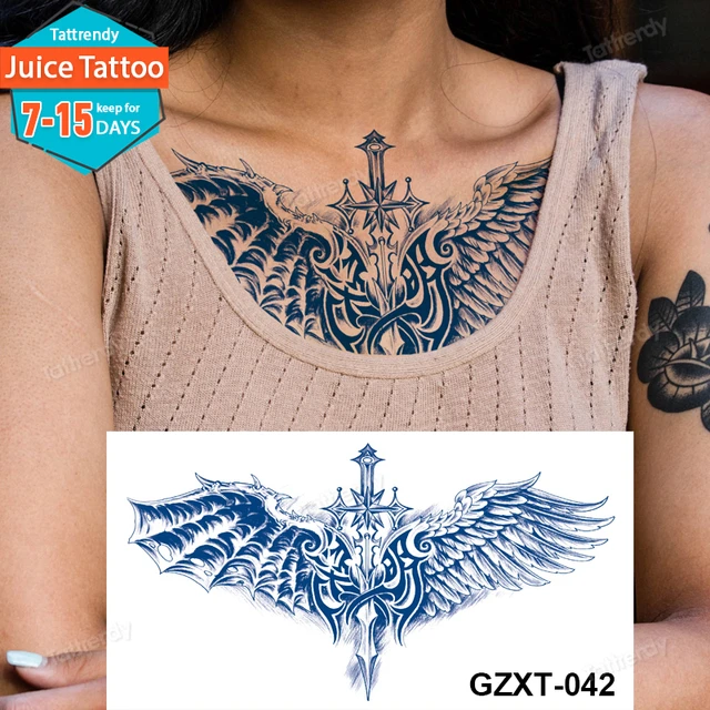 Angel Demon Chest Tattoo