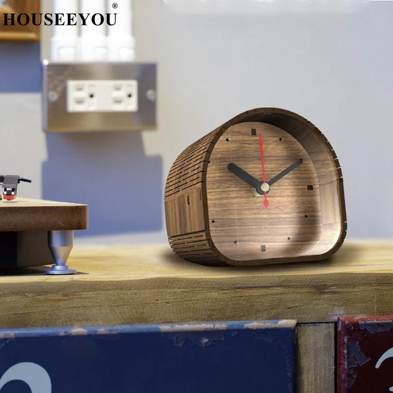 Retro-3D-House-Shape-Table-Clocks-Flexible-Natural-Wooden-Home-Decor ...
