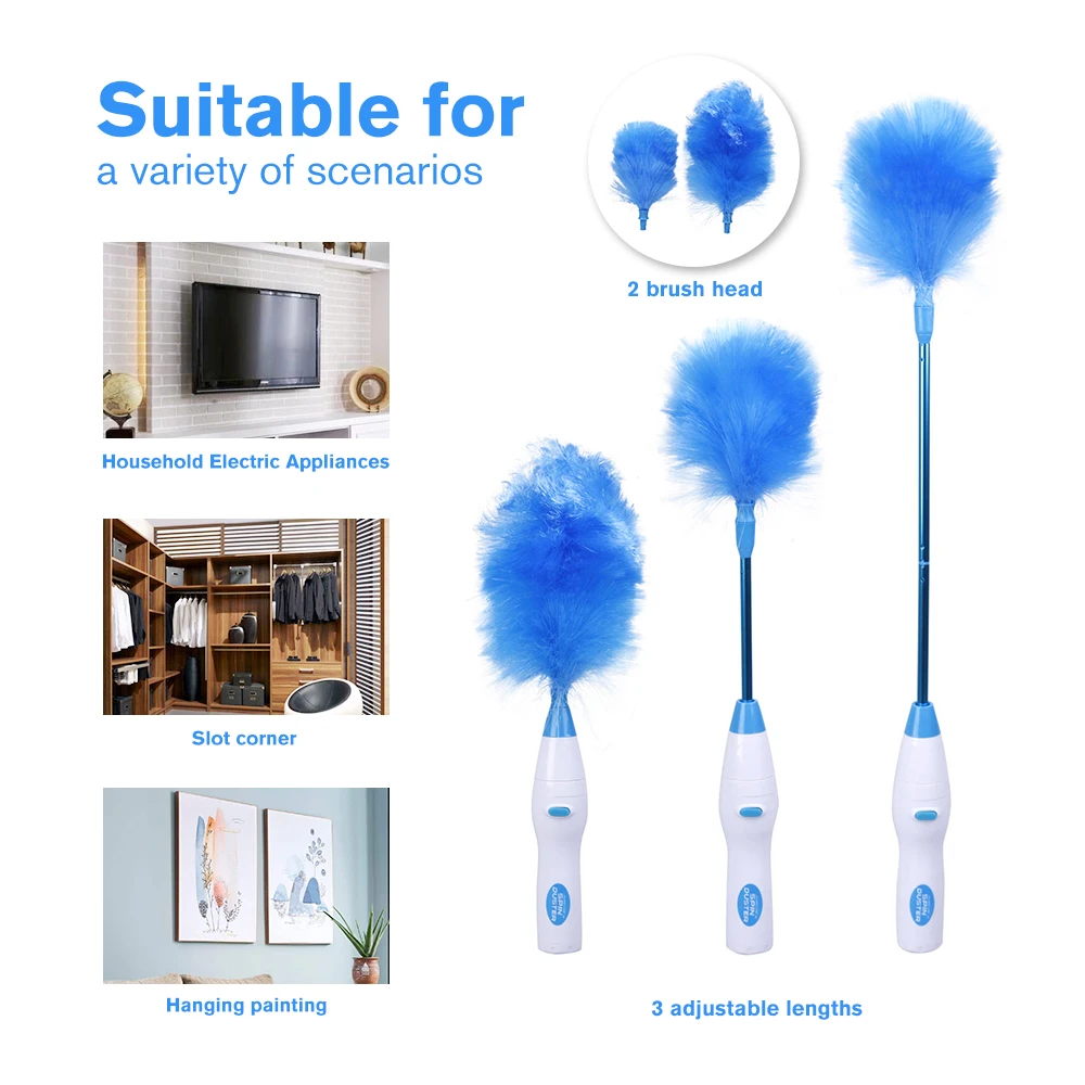 Electric-Feather-Duster-Adjustable-Bookshelf-Window-Cleaning-Brush-As ...