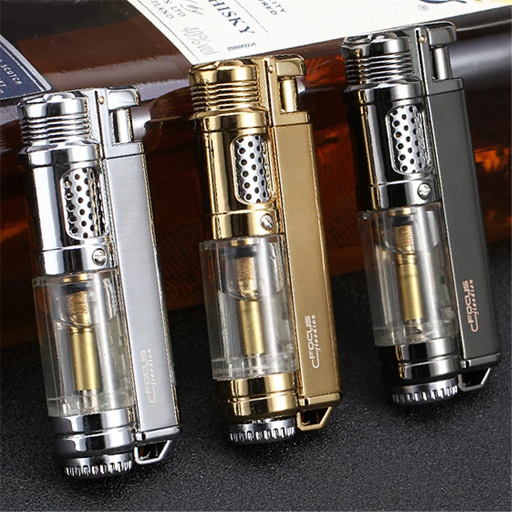 Focus-Gas-Window-Torch-Cigar-Lighter-Jet-Butane-Metal-Turbo-Lighter ...