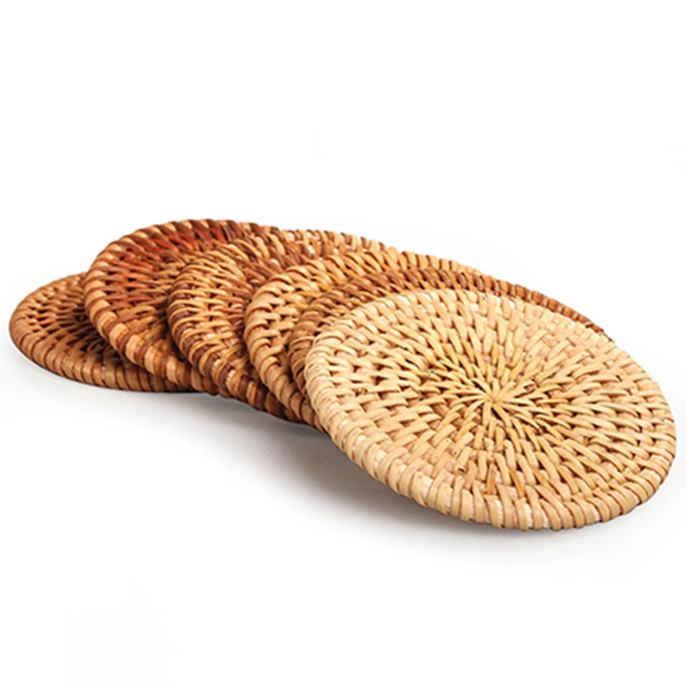Kitchen Table Rattan Mats Insulation Coasters Pan Pot Bowl Pads Cushion ...