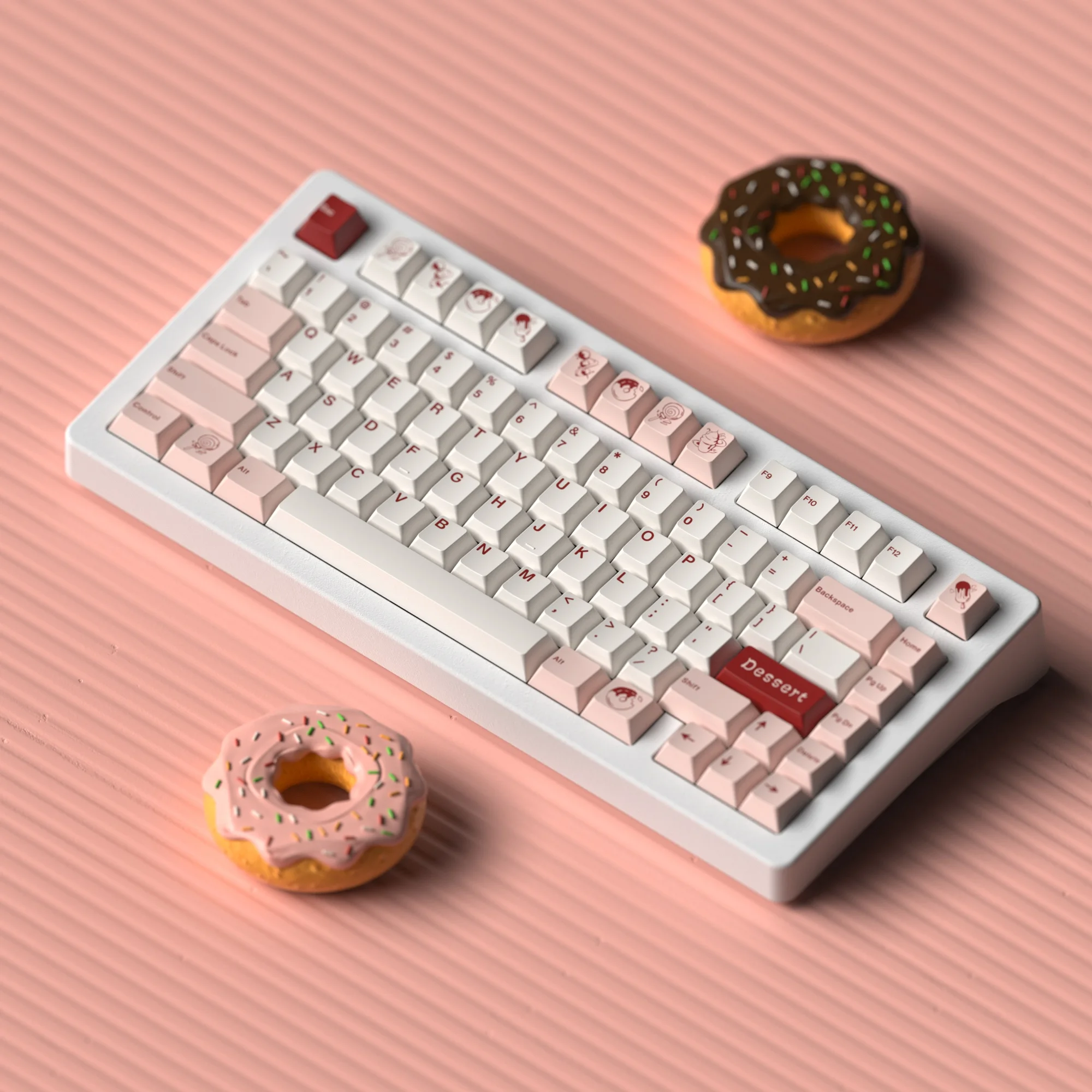 JKDK-Pink-And-White-Dessert-Keycap-Cherry-Profile-PBT-Dye-Subbed-Key ...