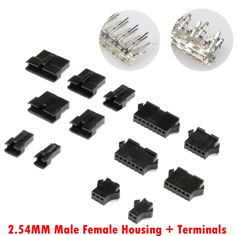 120Pcs/set JST SM Connector Plug 2.54MM Pitch Female and Male Housing + Terminals SM 2P SM 2R ...