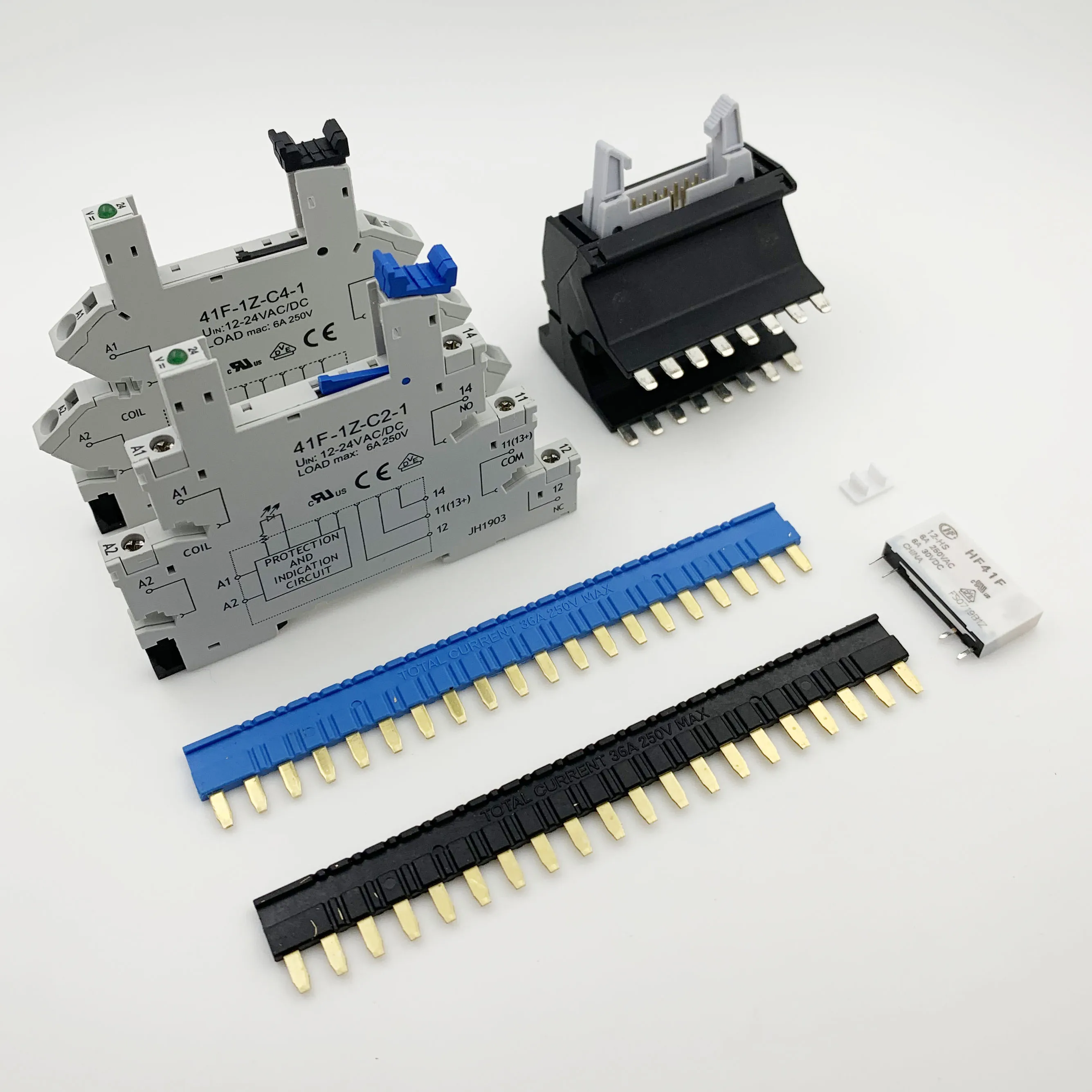 10Pcs-RELAY-SOCKETS-41F-41FF-DIN-Rail-Snap-Mount-contact-bridge-20Pin ...