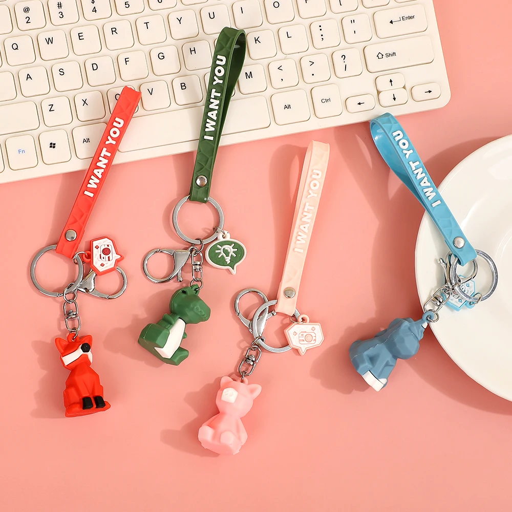 Jianwu Cute Cartoon Animal 3d Rubber Keychain Creative Personality ...