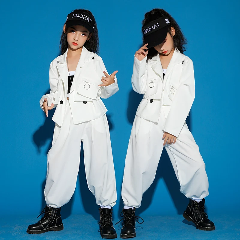 New-Kids-Hip-Hop-Clothing-White-Suits-Street-Dance-Stage-Costumes ...