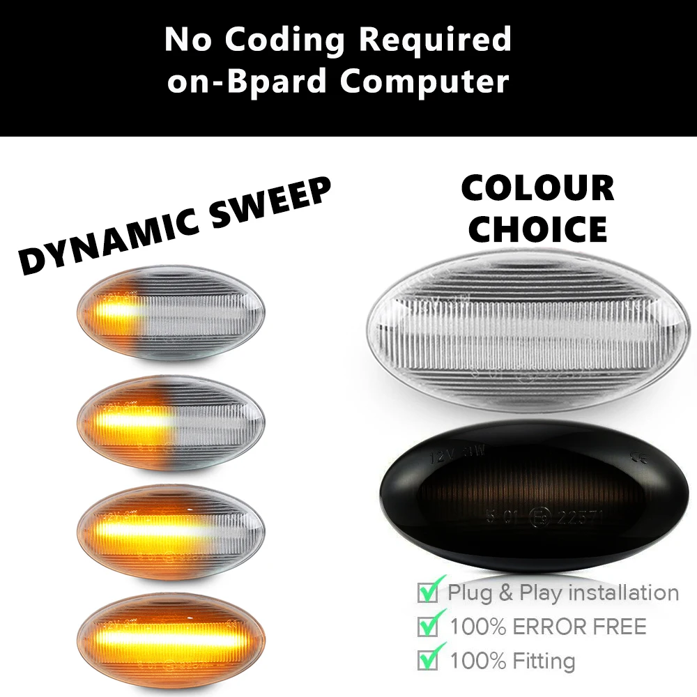 Dynamic Flashing Led Side Marker Sequential Blinker Turn Signal Light ...