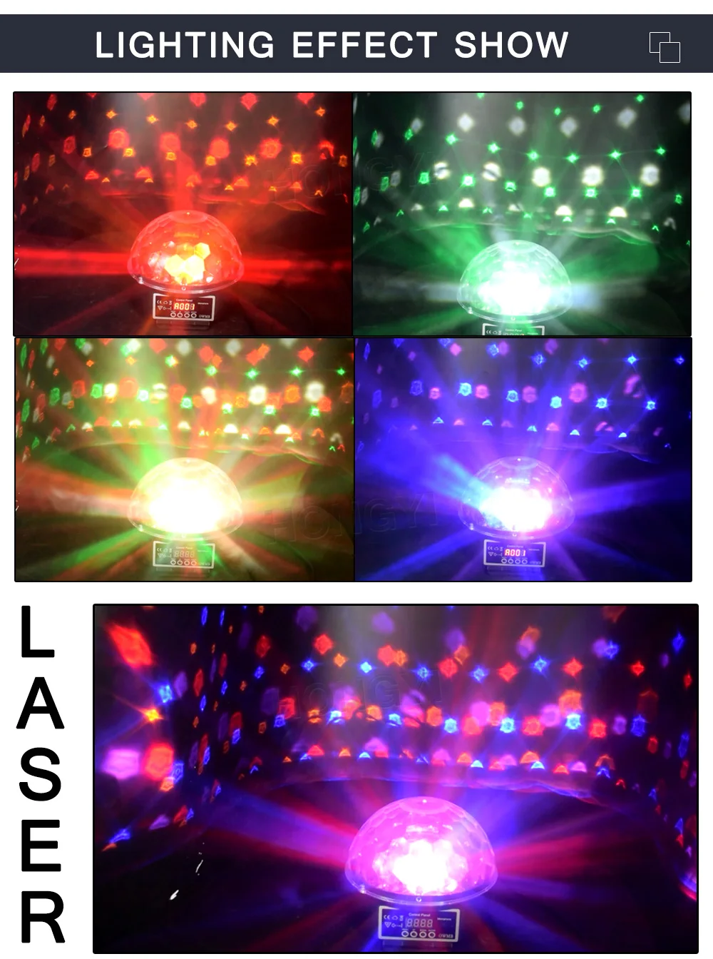 Party Lights Disco Ball 7 Colors Led Strobe Sound Activated Stage ...