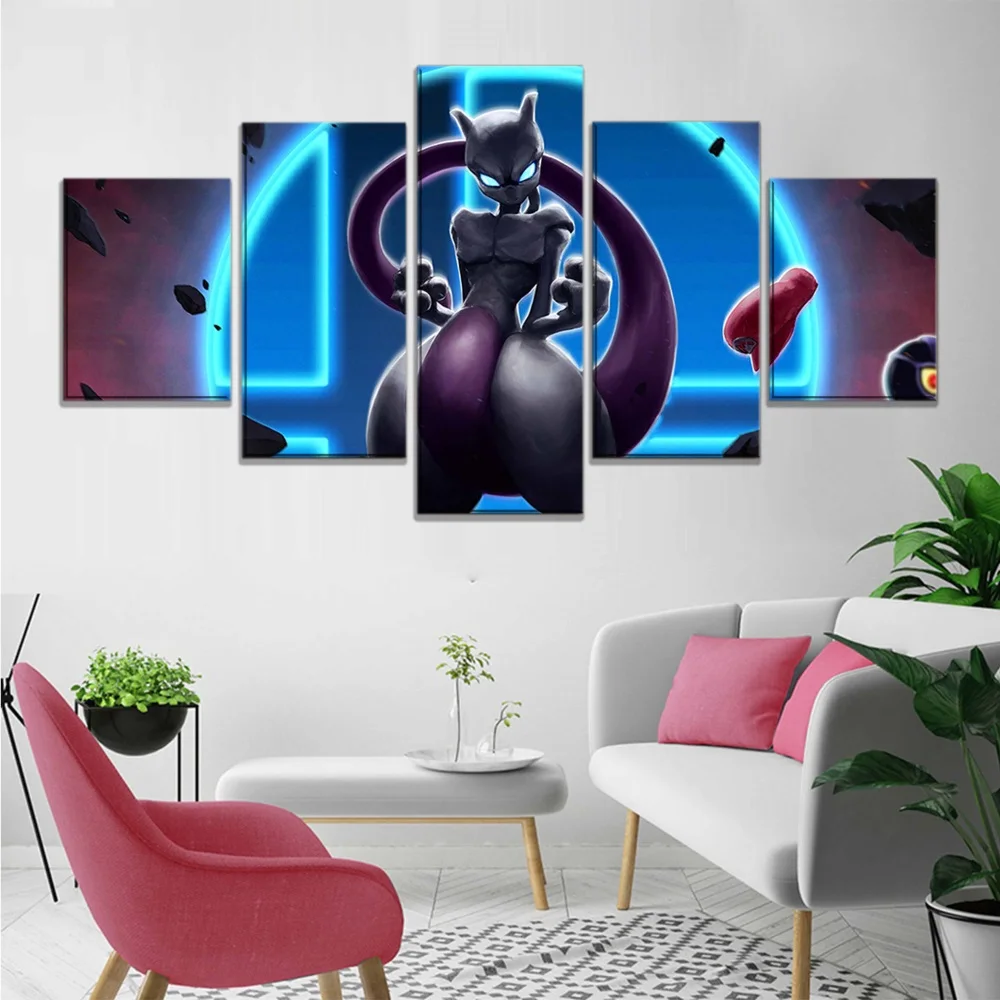 Pokemon Mewtwo Painting Canvas Wall Art Poster - KawaiiMerch.com
