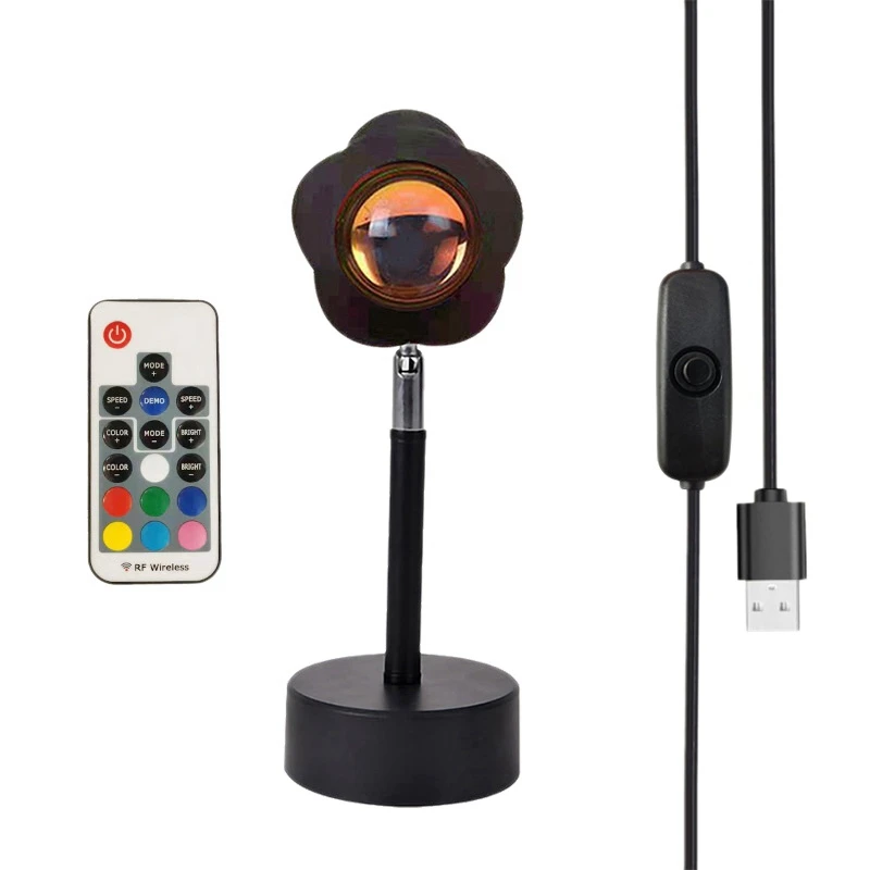 RGB Sunset Projection Atmosphere LED Lamp Night Light Projector Remote ...