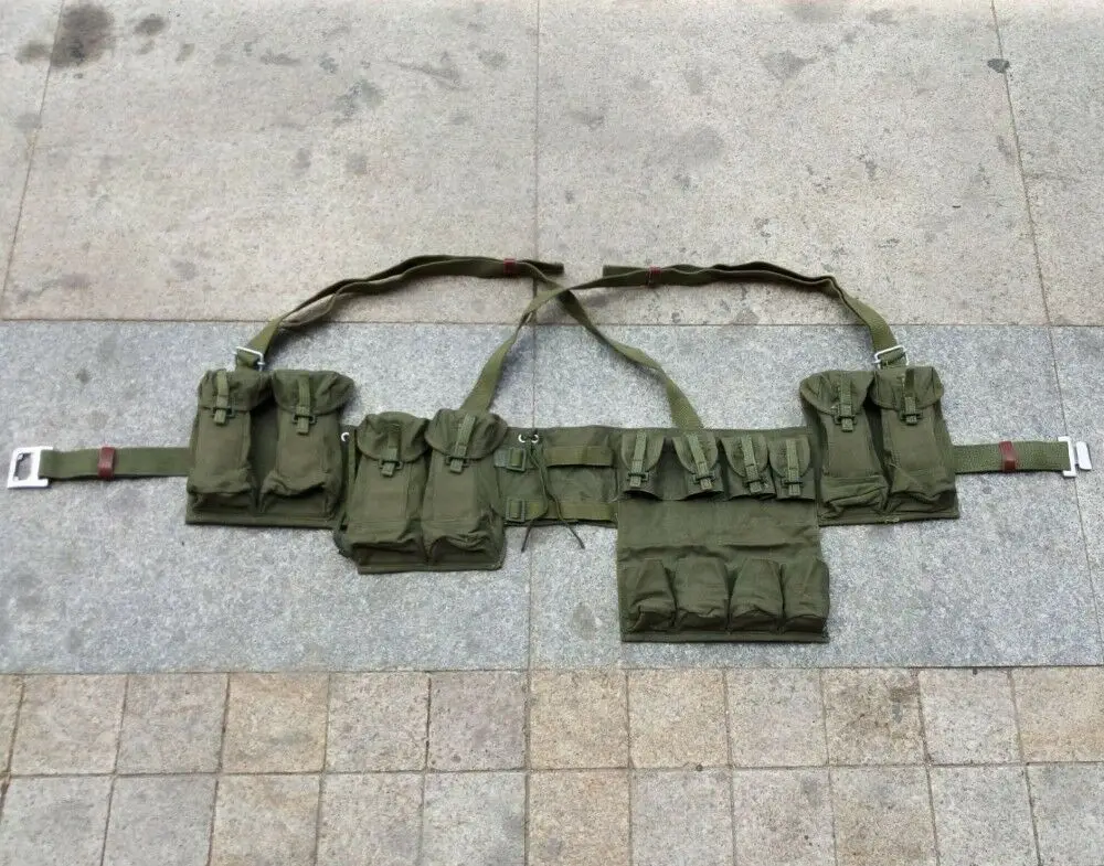 SURPLUS ORIGINAL VIETNAM WAR CHINESE TYPE 63 POUCH CHEST RIG BANDOLIER ...