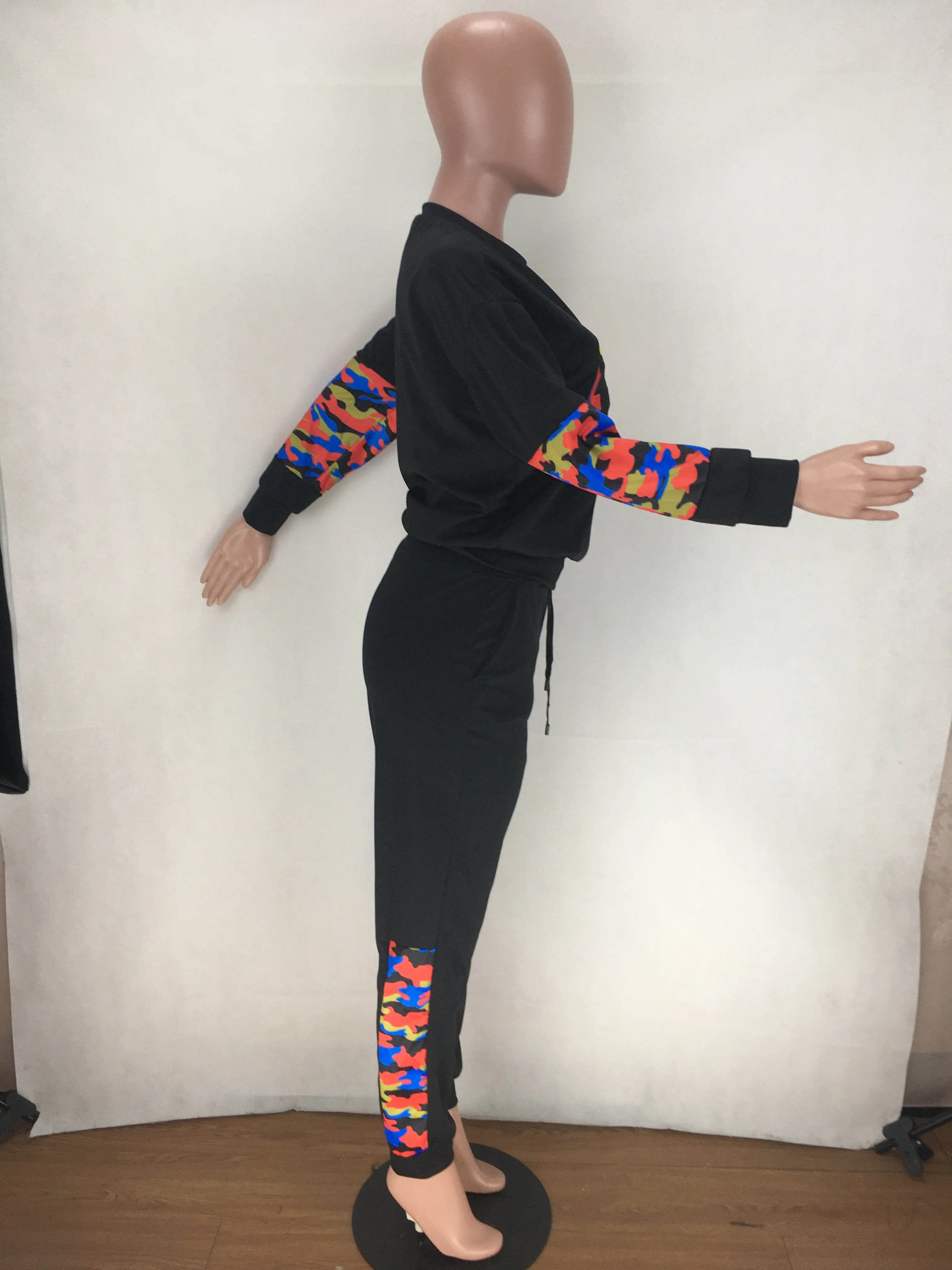 Winter Women Tracksuit Letter Print Patchwork Vintage 2 Piece Set ...