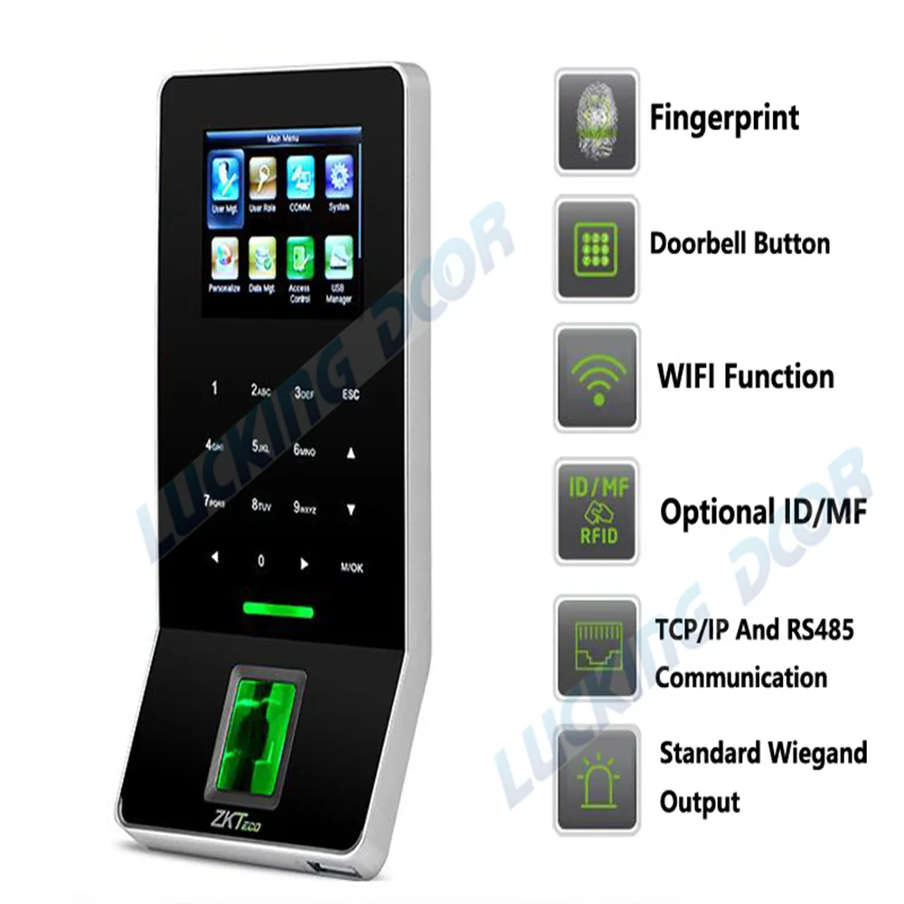 2.4 Inch Lcd Biometric Wifi Fingerprint Access Control Time Attendance System Tcp/ip Rj45 ...