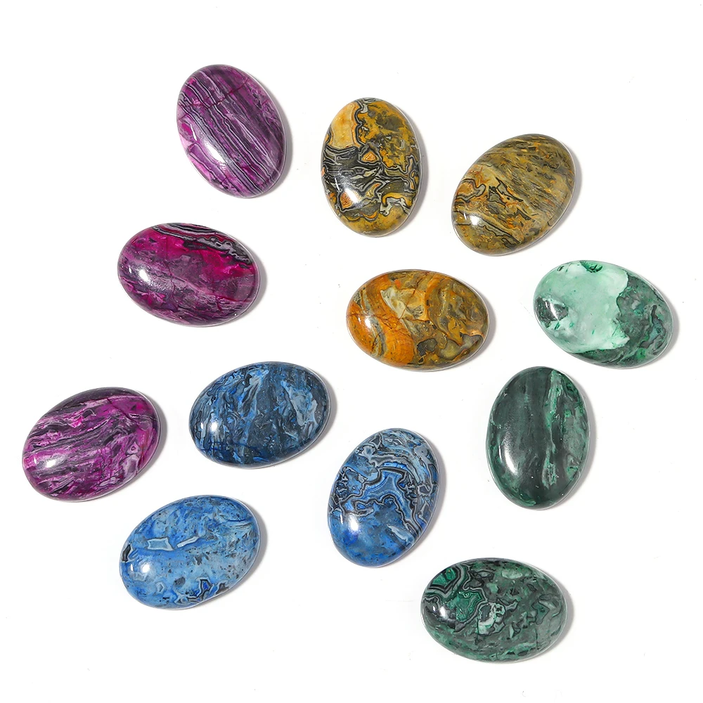 5pcs Natural Stone Cabochons 18x25mm Egg Shape Oval Flatback Cabochon ...