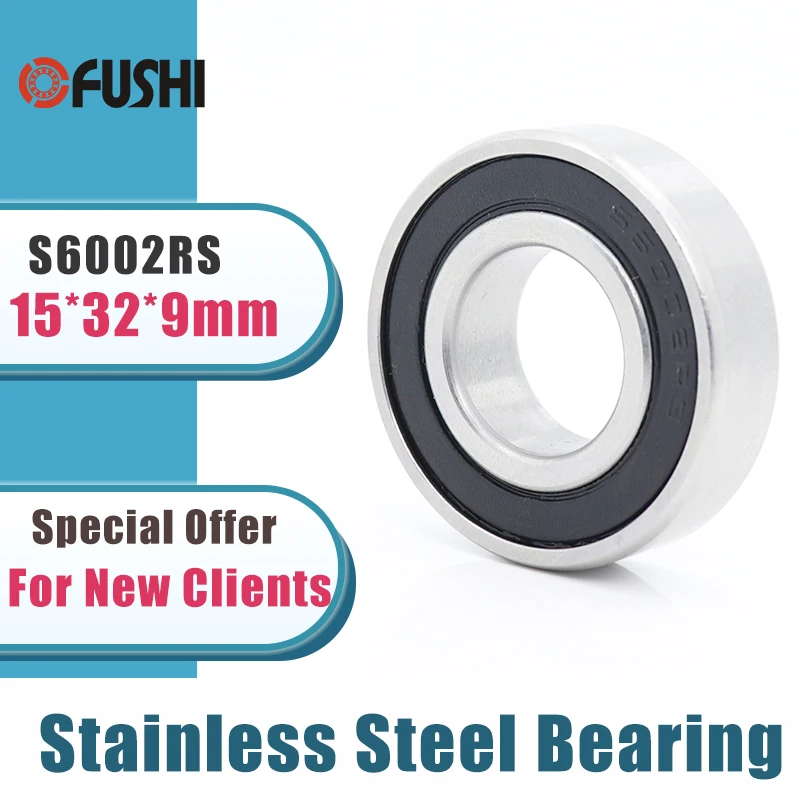 10PCS S6002RS Bearing 15*32*9 mm ABEC-3 440C Stainless Steel S 6002RS ...
