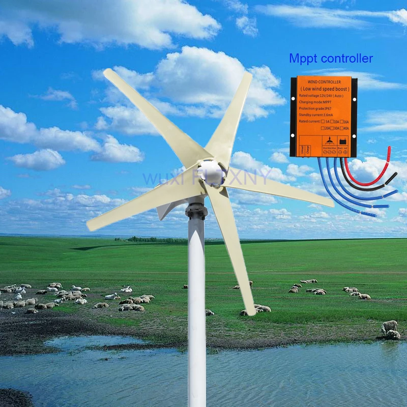 600w Wind Turbine 12v 24v 48v Horizontal Axies Wind Generator With Mppt ...