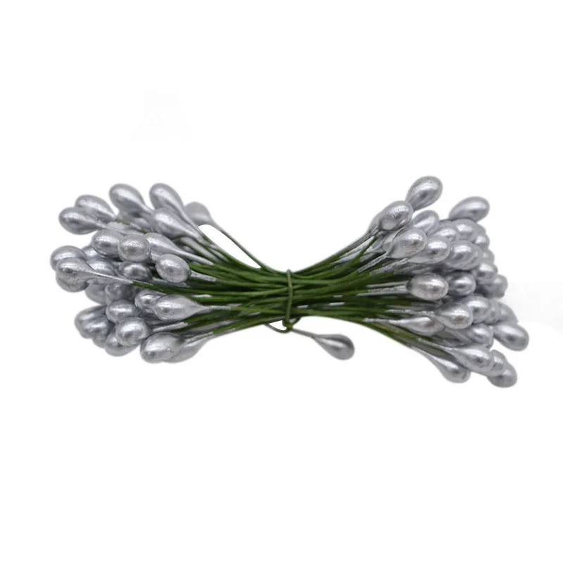 Silver Artificial Flower Cherry Stamen Berries Bundle New Year Xmas ...