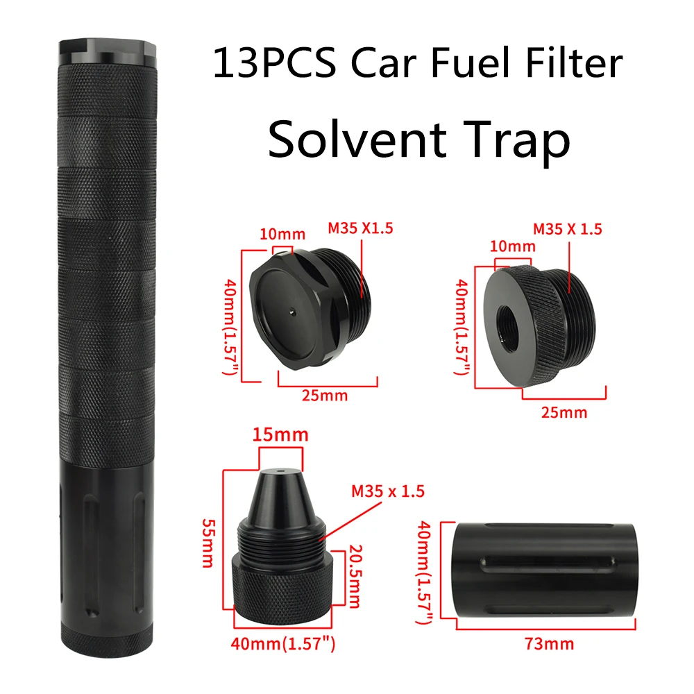 Car Aluminum Fuel Filter Solvent Traps Kits End Cap Screw Cups Adpater ...