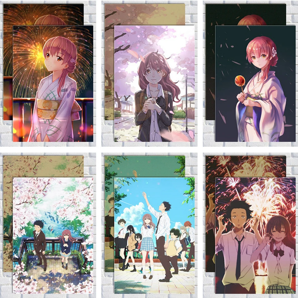 A Silent Voice Japan Cartoon Movie Poster Kraft Paper Retro Poster Wall ...