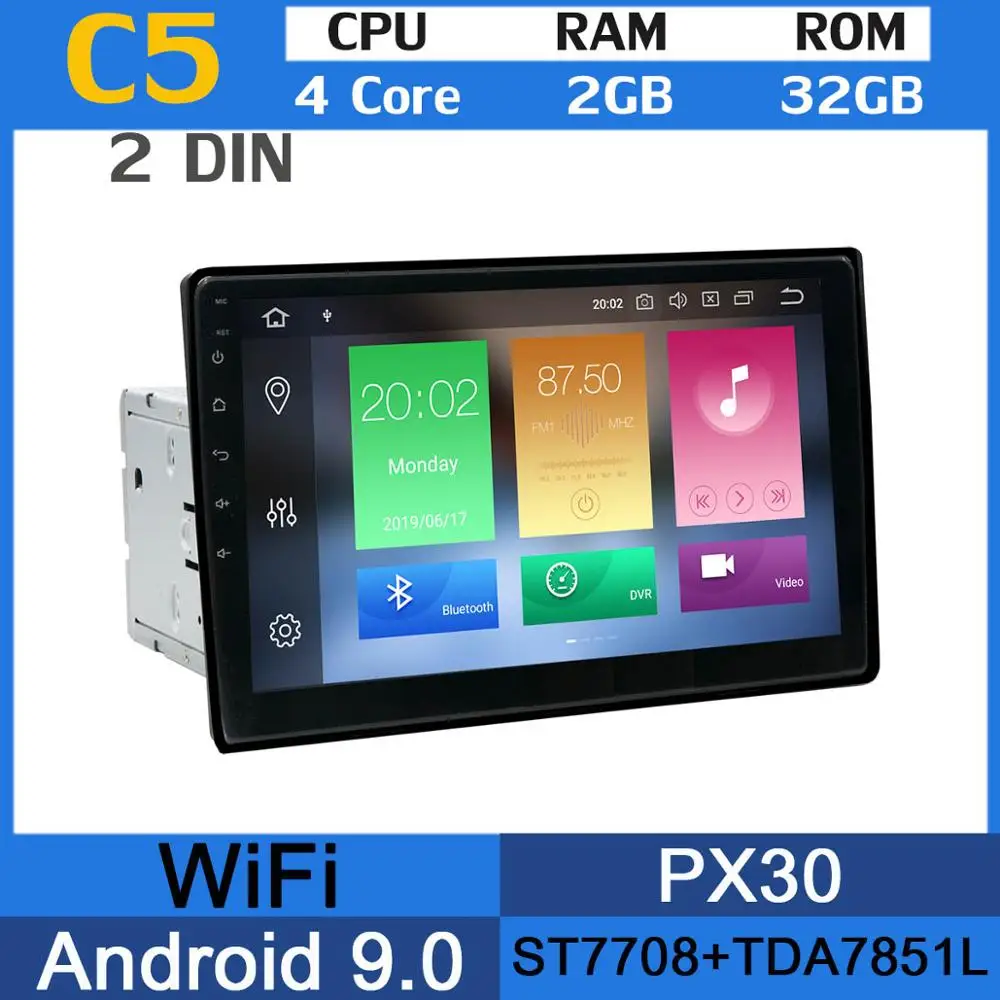 10," 180 ° вращающийся Android 9,0 PX6 4 Гб+ 64 Гб 2 Din 2Din универсальный радио Автомобильный ...